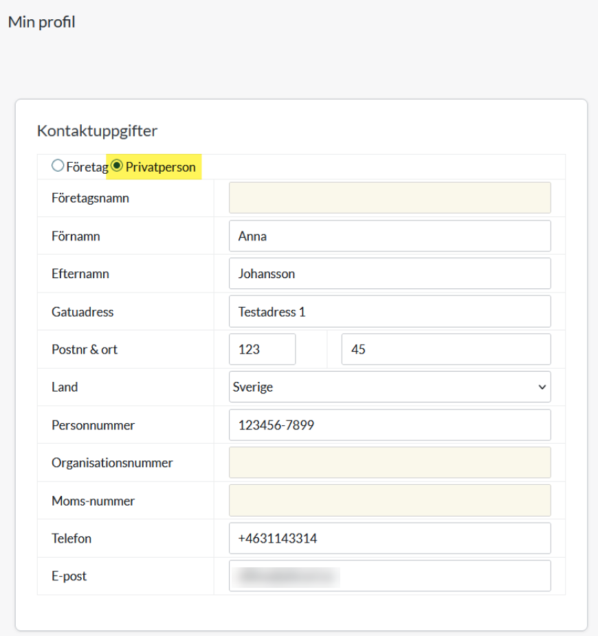 Rediger "Min profil" i admin - Abicart.no